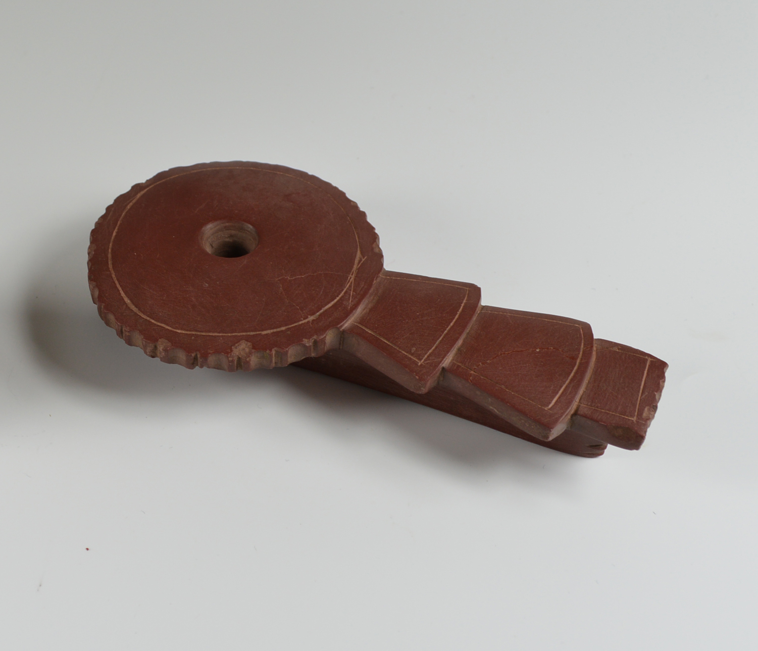 rare old American Indian Caitlinite stone disc pipe North America-SOLD ...