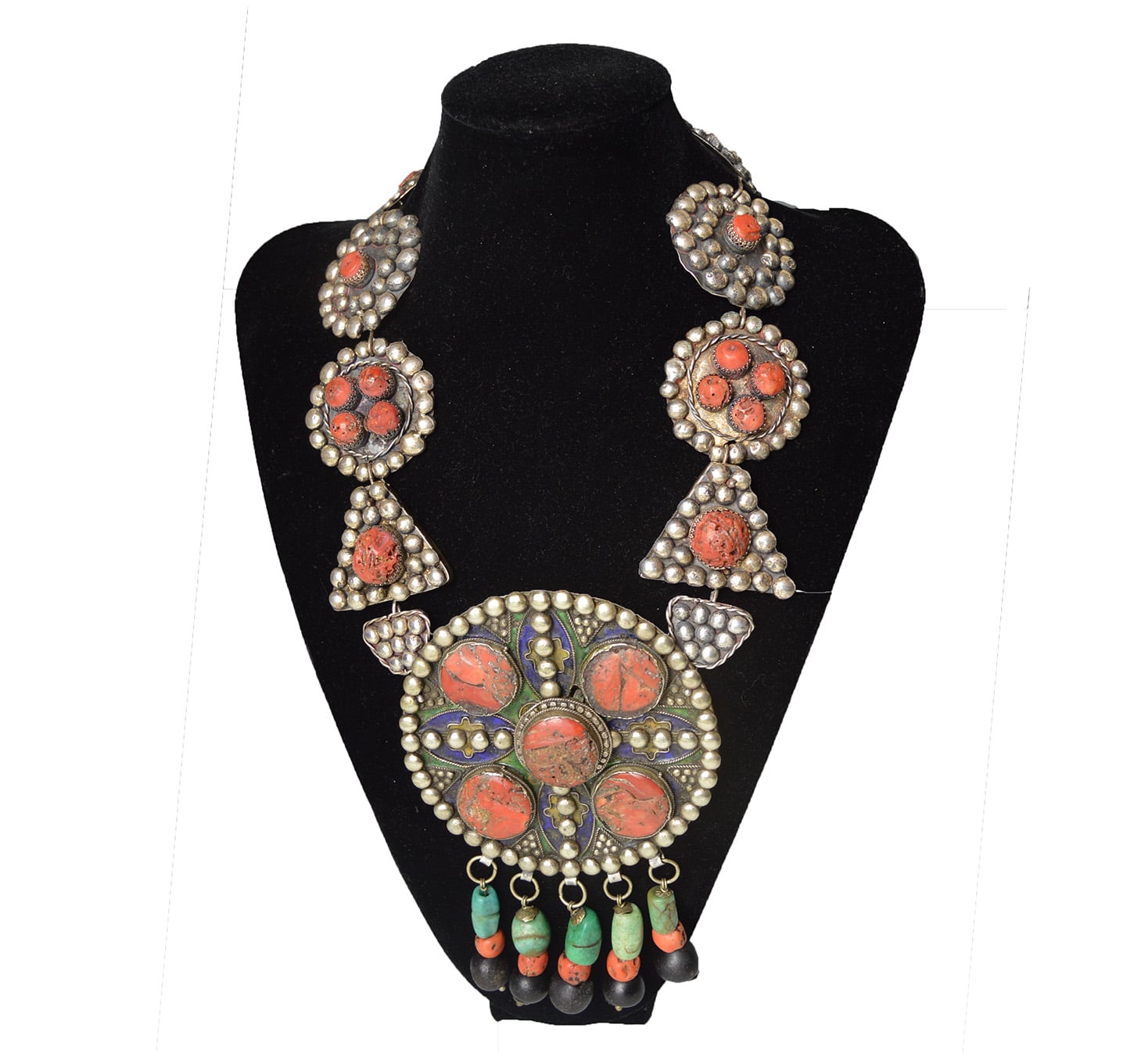 Fine Rare Large Antique Kabyle Berber Coral Necklace Tribal silver ...